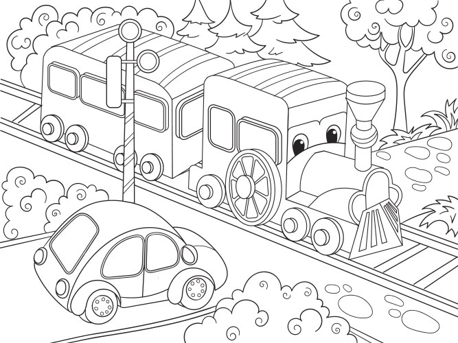 Cartoon Train Coloring Vector Images (over 30,000)