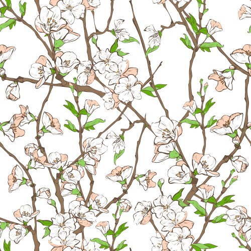 Seamless floral pattern flowering branches Vector Image