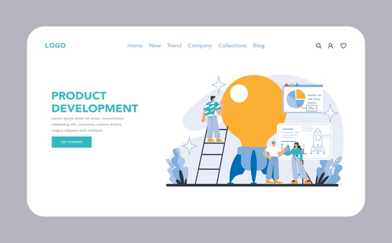 Production planning team concept flat Royalty Free Vector