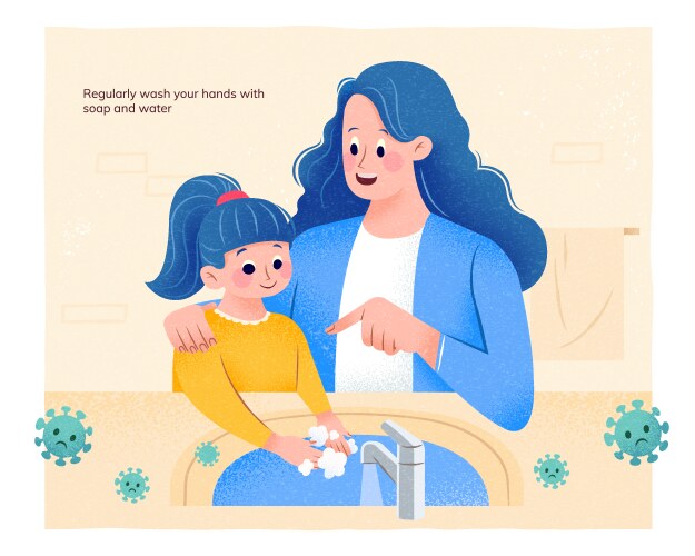 Covid-19 hygiene promo Royalty Free Vector Image