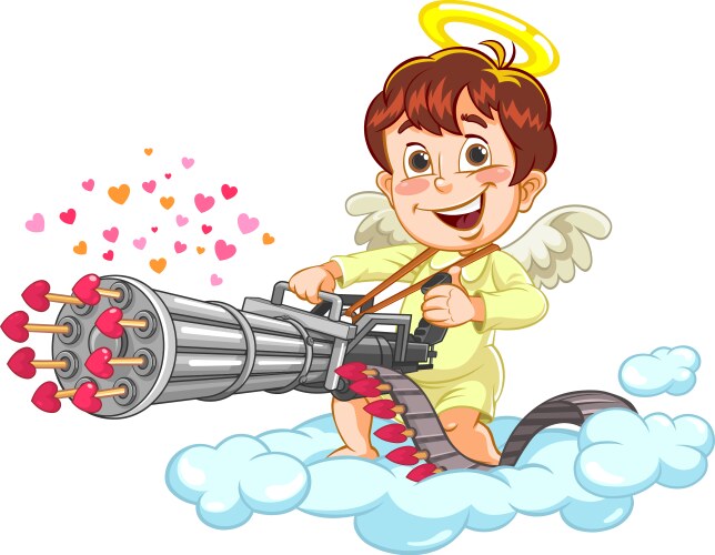 Angel baby with laptop Royalty Free Vector Image