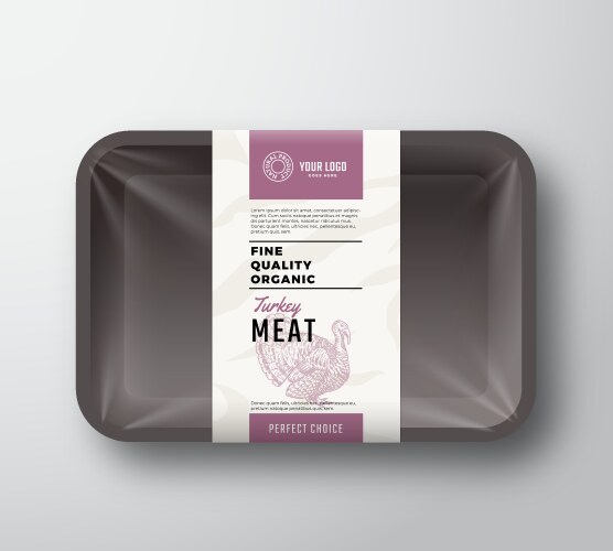 Fine quality organic meat packaging label Vector Image
