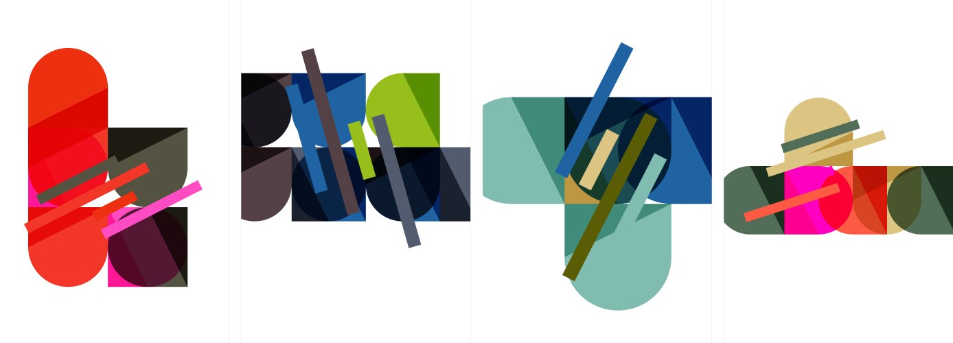 Square and round shape geometric poster set Vector Image