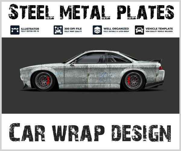 Rusty metal texture car wrap design Royalty Free Vector
