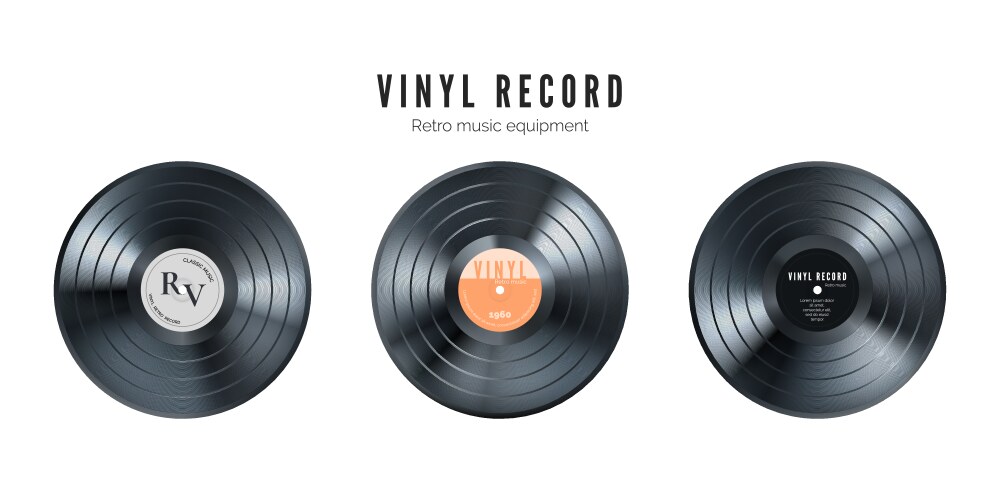 Vintage vinyl record set isolated Royalty Free Vector Image