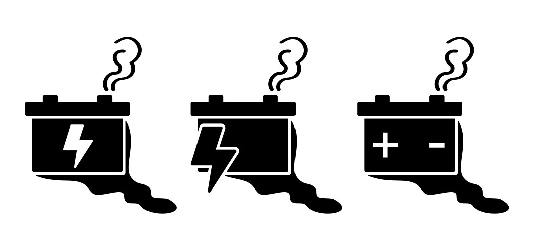 Battery acid leaking batteries leak Royalty Free Vector