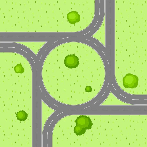 Top view of road junction Royalty Free Vector Image