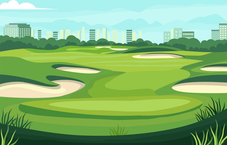 Flat design of green golf field course Royalty Free Vector