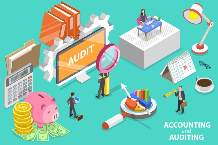 Audit analysis flat concept Royalty Free Vector Image