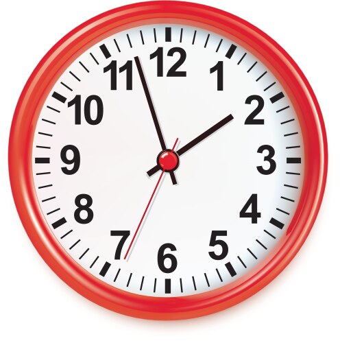 Red wall clock over white Royalty Free Vector Image