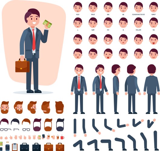 Business Man Character Set Royalty Free Vector Image