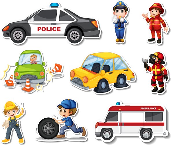 Cartoon transportation vehicle characters big set Vector Image