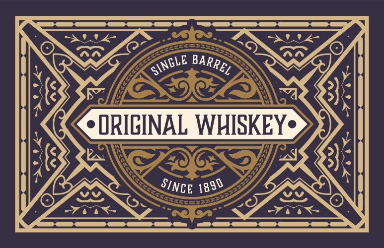 Whiskey label with old frames Royalty Free Vector Image
