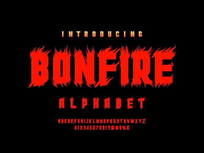 Fire font flame alphabet fiery letters burning abc