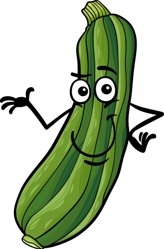 Zucchini cartoon character isolated on white Vector Image