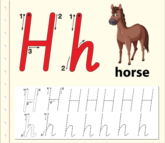 Alphabet Tracing Letter H Worksheet Vector Images (over 190)