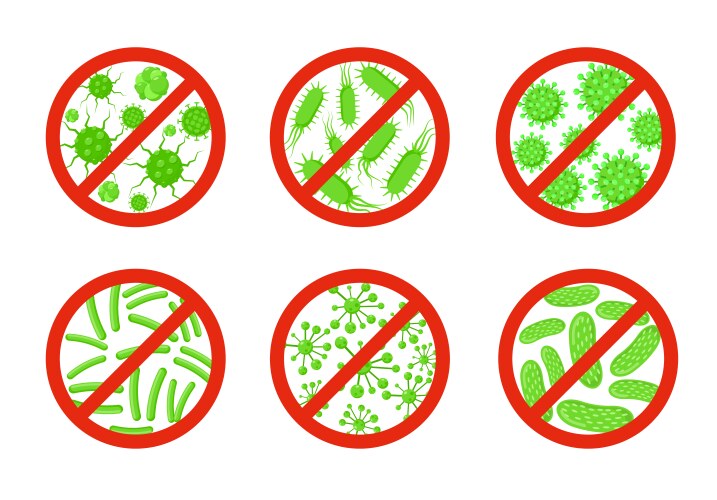 Cartoon Stop Virus Icon Set Royalty Free Vector Image