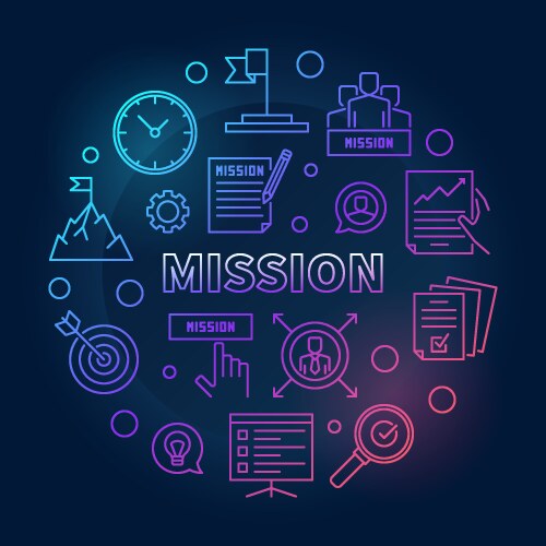Mission creative outline word Royalty Free Vector Image
