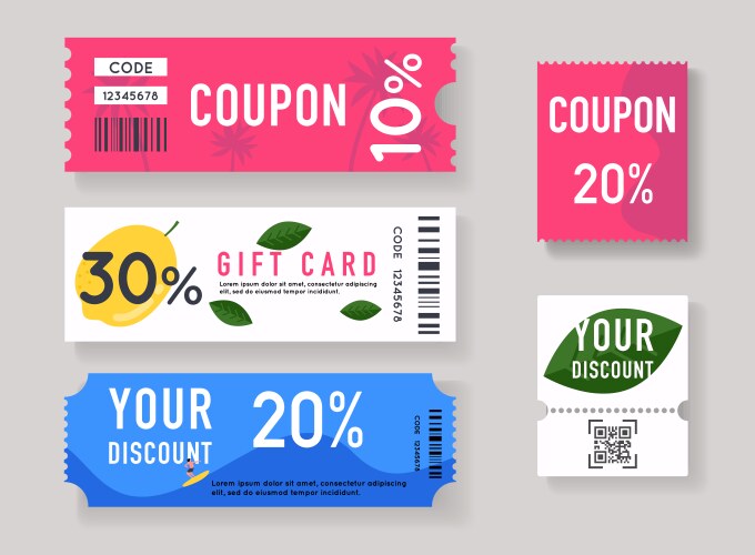 Collection of horizontal discount voucher Vector Image