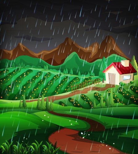 A night raining scene Royalty Free Vector Image
