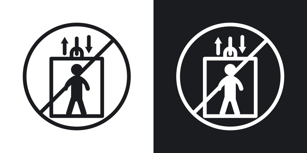 No elevator sign icon set advisory against Vector Image