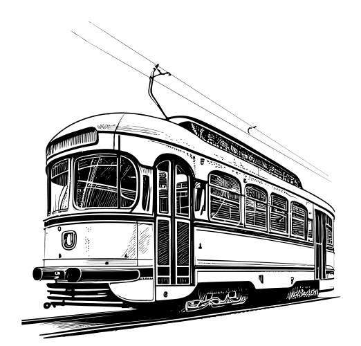 Beautiful retro detailed tram side view isolated Vector Image