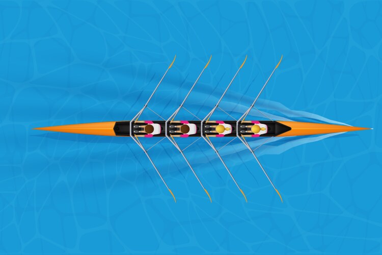 Double racing shell with mixed paddlers Royalty Free Vector