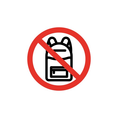 No backpacks allowed sign icon set prohibition Vector Image