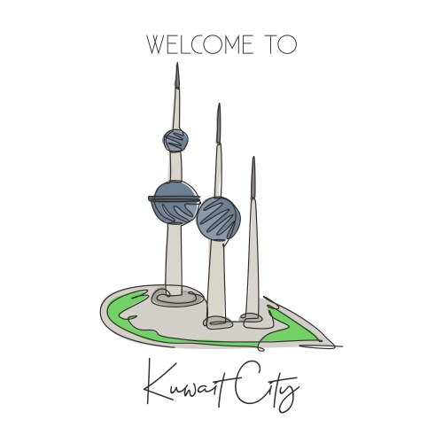 One single line drawing kuwait towers landmark Vector Image