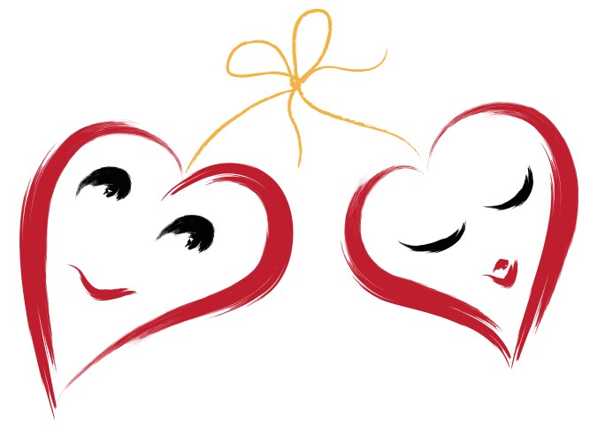 Two happy lovers heart Royalty Free Vector Image