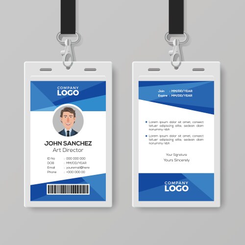 Abstract blue wave id card template Royalty Free Vector