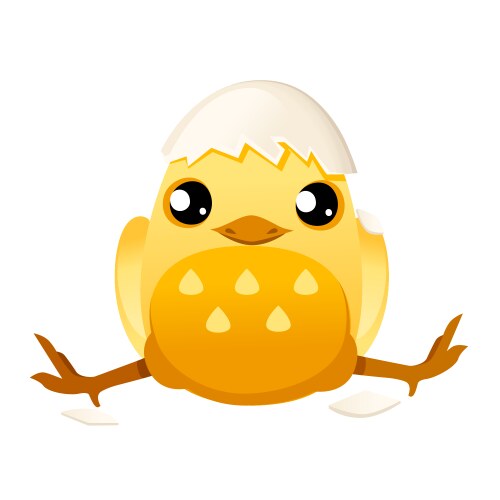 Cute yellow cartoon chick isolated on a white Vector Image