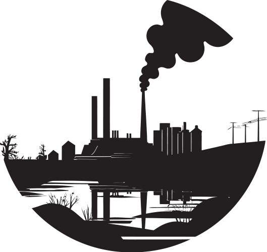Aquaticagony river water and air pollution symbol Vector Image