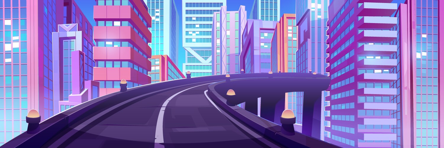 Modern city building and flyover road Royalty Free Vector