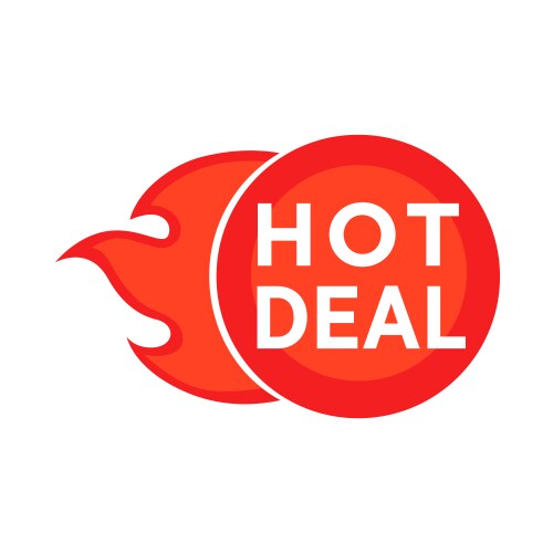 Hot deal fire badge price sticker flame Royalty Free Vector