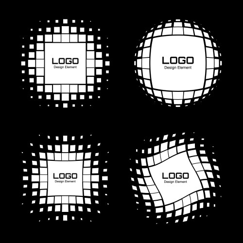 Set of white abstract halftone circle frame logo Vector Image