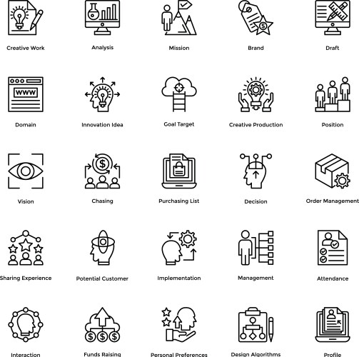 Project management icons bundle Royalty Free Vector Image