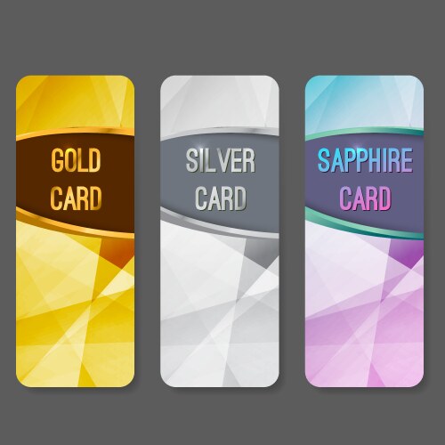 Gold silver bronze vip premium member cards Vector Image