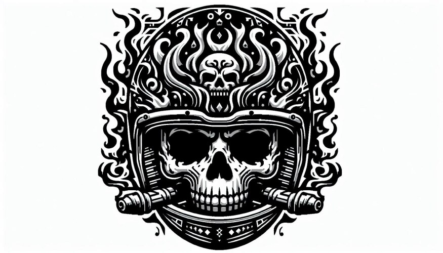Biker skull helmet logo Royalty Free Vector Image