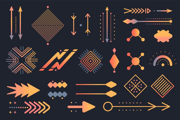 Geometric shapes set different figures and arrows Vector Image