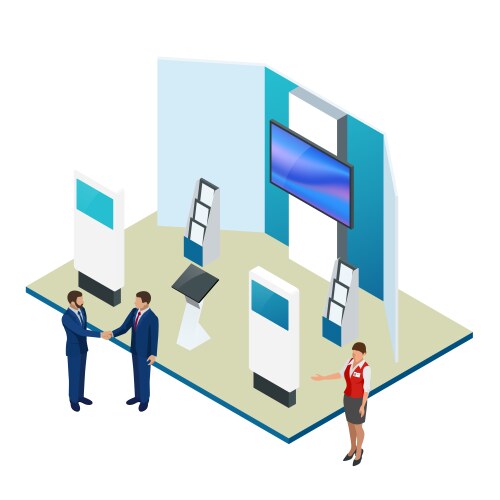 Exhibition stand isometric Royalty Free Vector Image