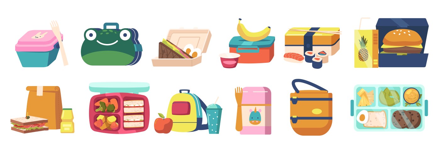 Lunch box with food banner Royalty Free Vector Image