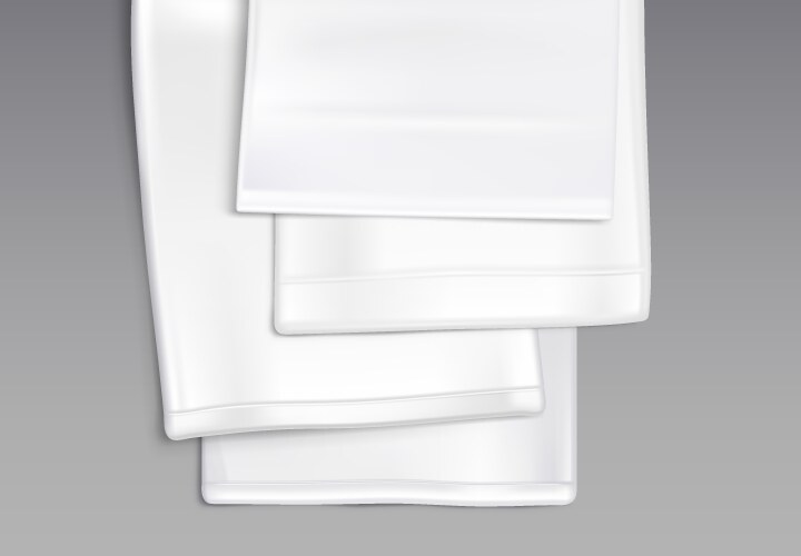White kitchen towels stacked isolated on gray Vector Image