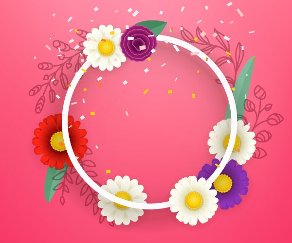 Round banner with red roses Royalty Free Vector Image