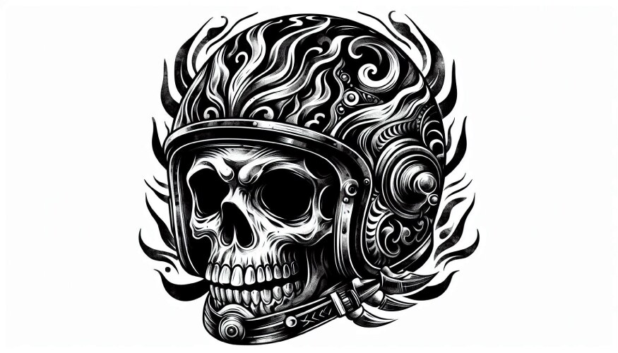 Biker skull helmet logo Royalty Free Vector Image