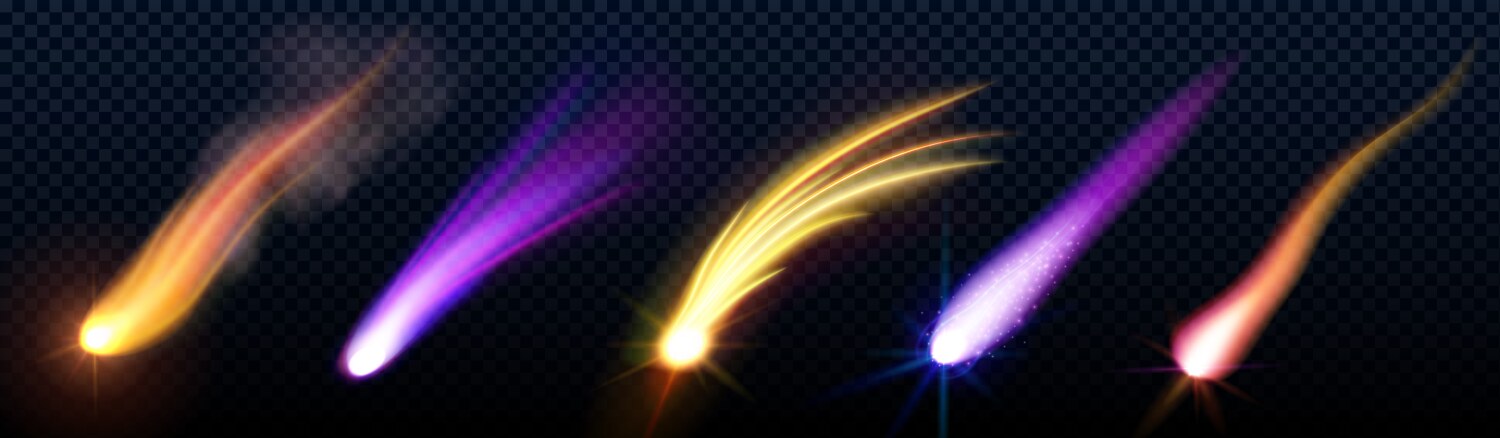 Falling and burning comet with light trail Vector Image