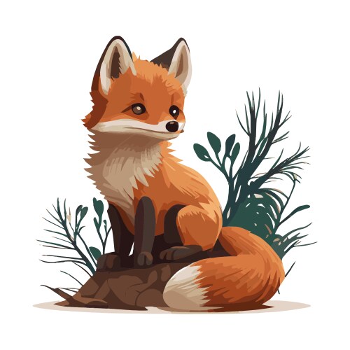 Realistic cartoon fox isolated on white Royalty Free Vector
