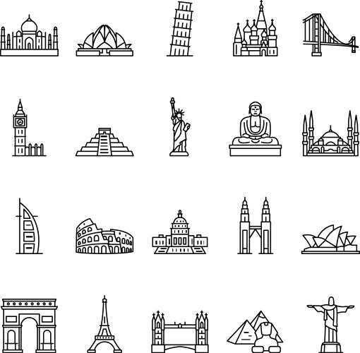 World landmarks Royalty Free Vector Image - VectorStock