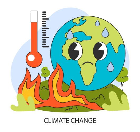 Climate change distressed earth cartoon character Vector Image