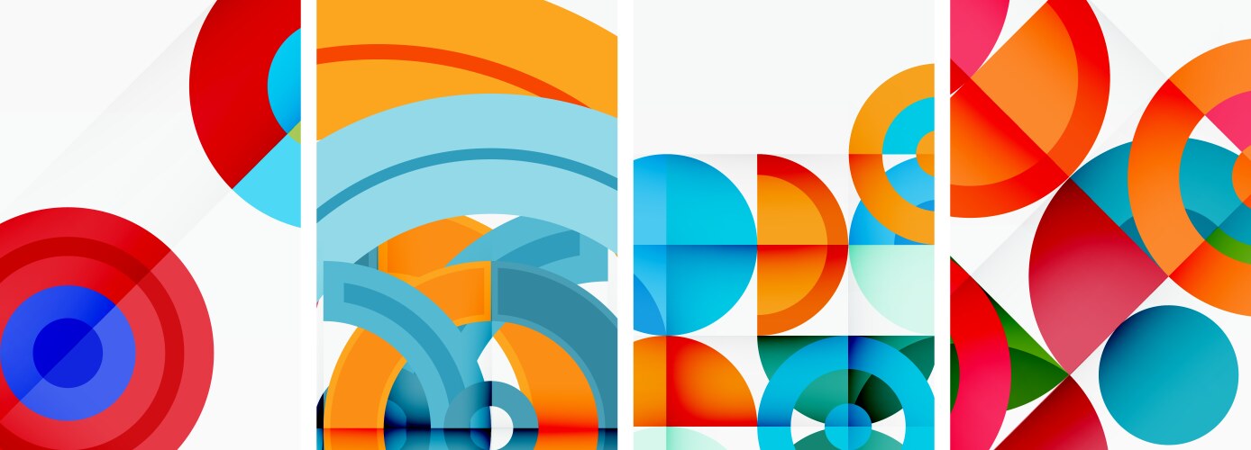 A bunch of colorful circles and triangles on a Vector Image